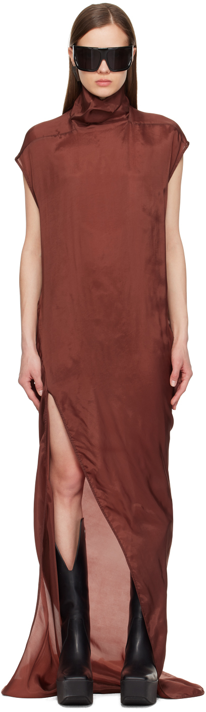 Robe longue T brune - Edfu Rick Owens en solde