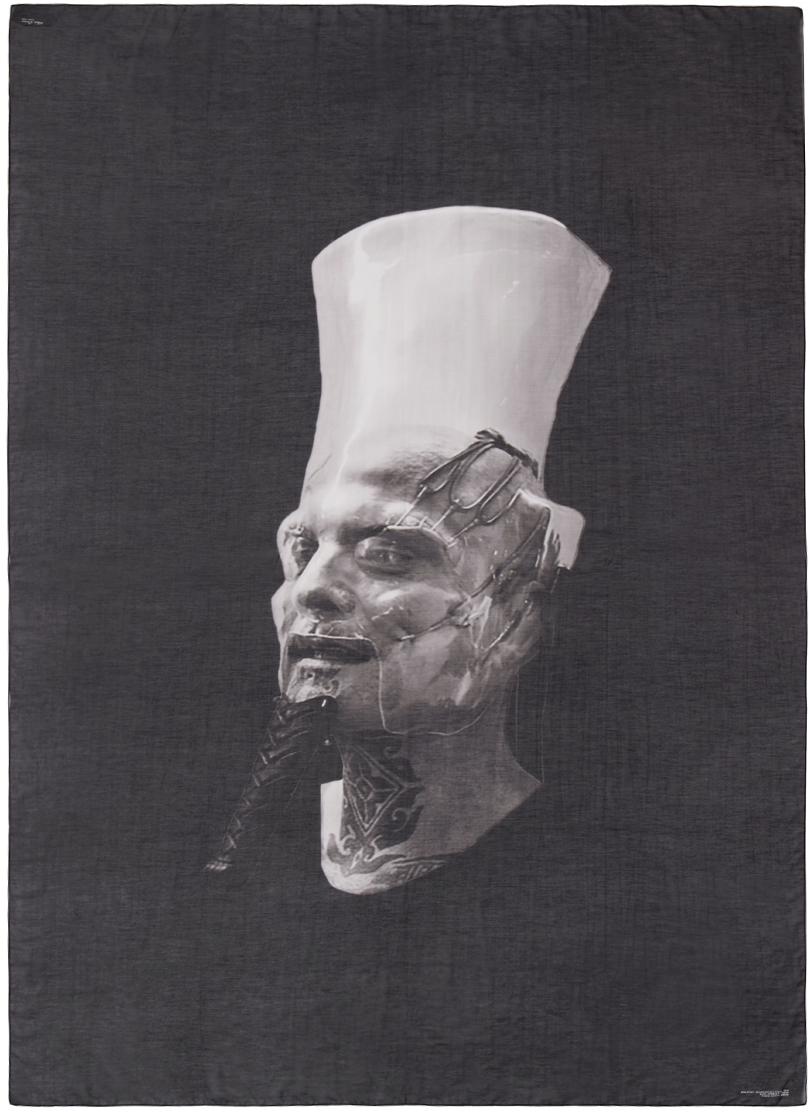 Foulard de style drapeau Ron noir et blanc cassé Rick Owens en solde