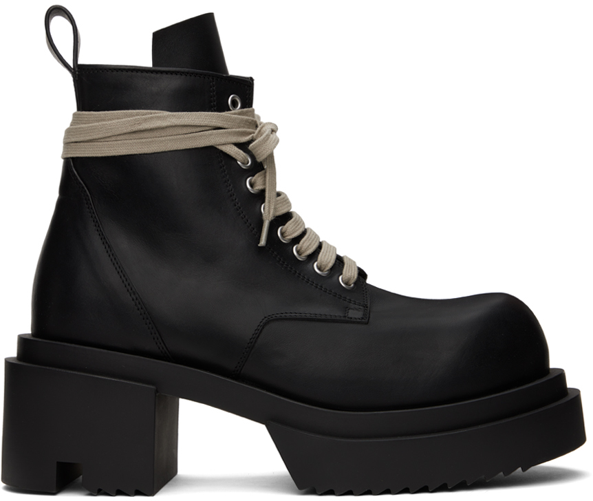 Bottines militaires noires à semelle Bogun Rick Owens en solde