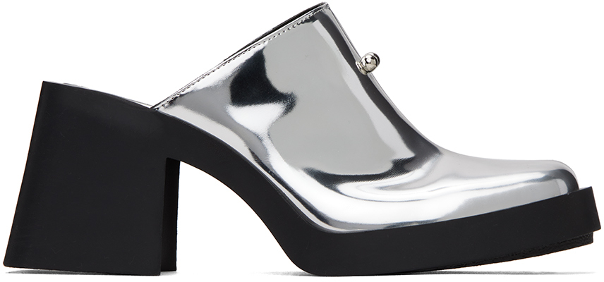 Silver Raya Mules by Justine Clenquet on Sale