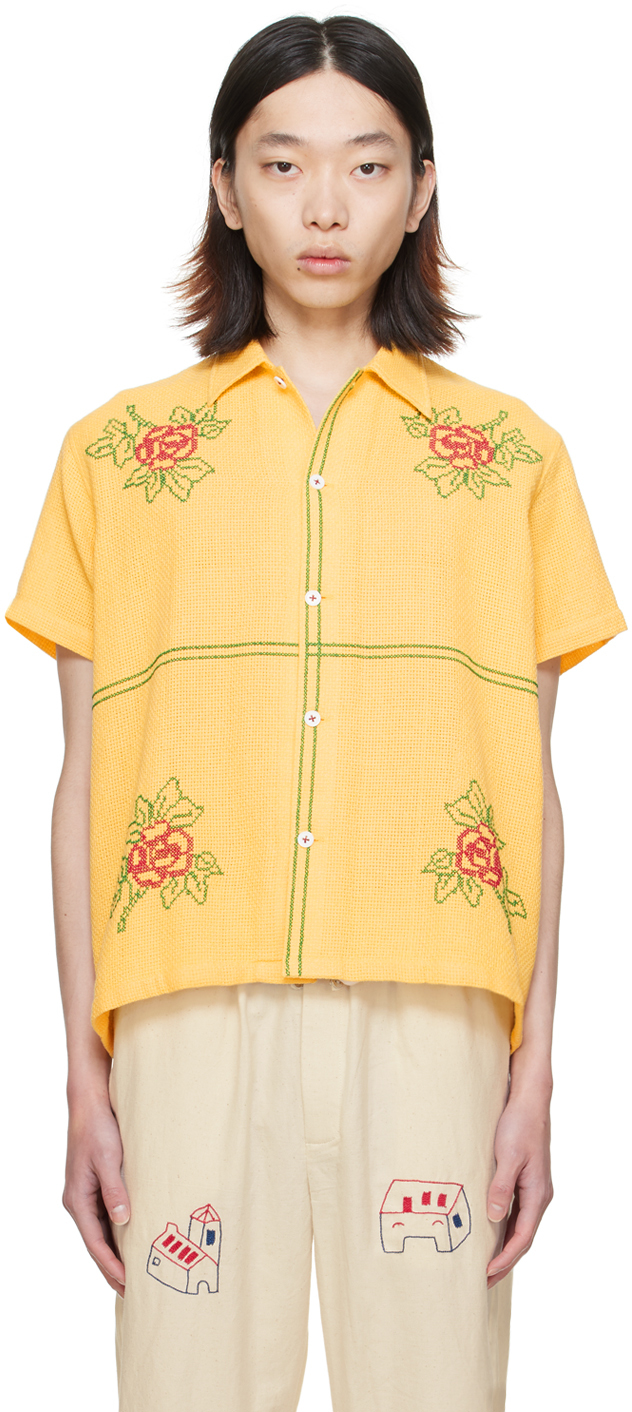 HARAGO: Yellow Floral Shirt | SSENSE