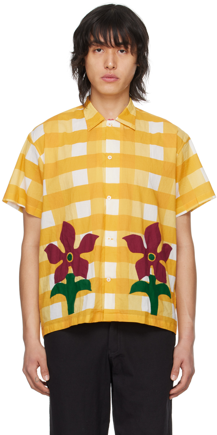 HARAGO: Yellow Check Shirt | SSENSE