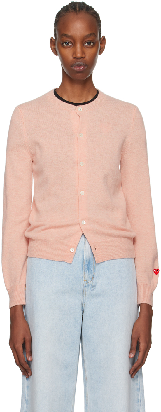 COMME des GARÇONS PLAY: Pink Small Heart Cardigan | SSENSE