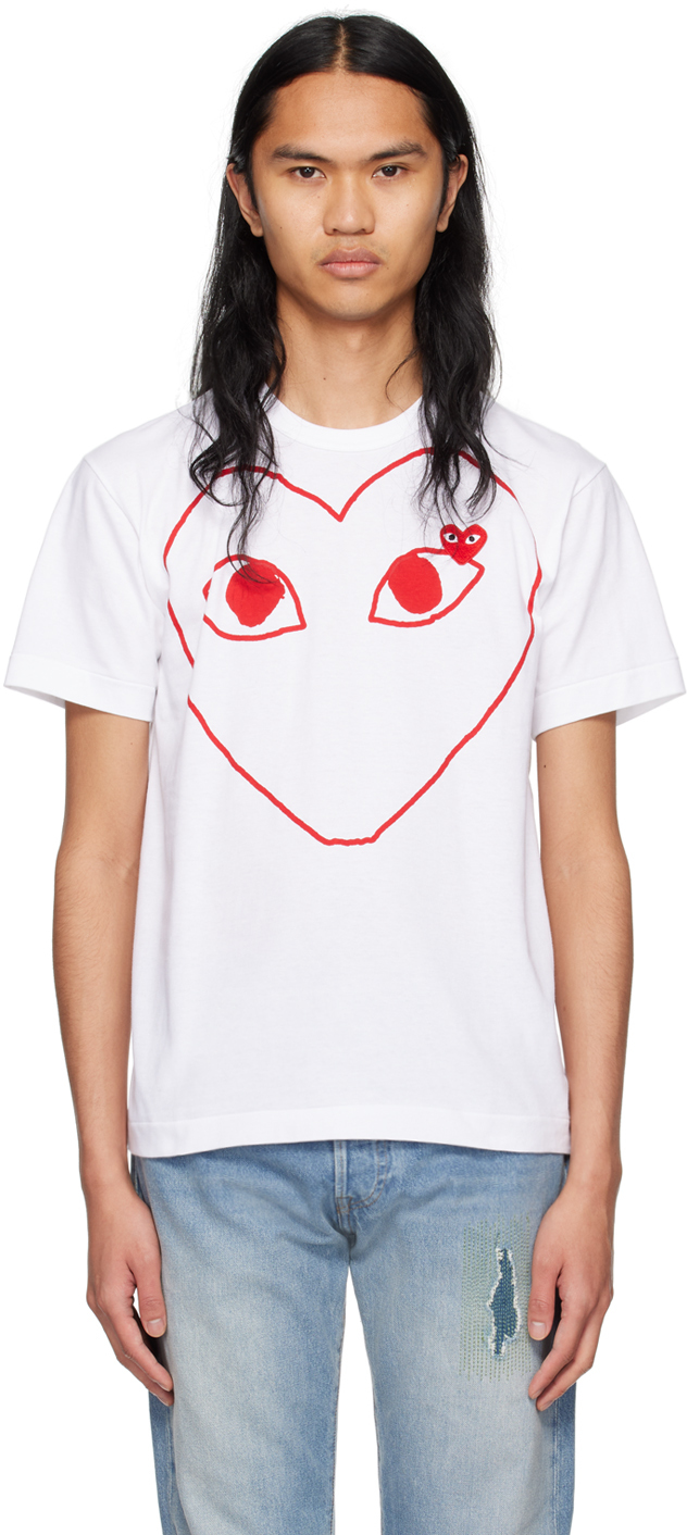 COMME des GARÇONS PLAY: White Heart T-Shirt | SSENSE