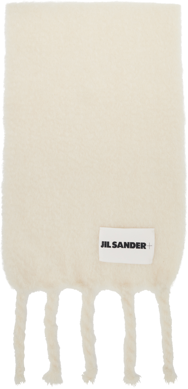 Off-White Fringe Scarf by Jil Sander on Sale