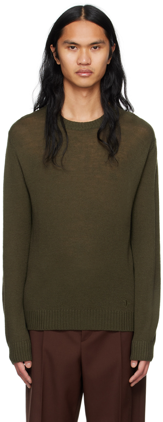 Khaki Embroidered Sweater by Jil Sander on Sale