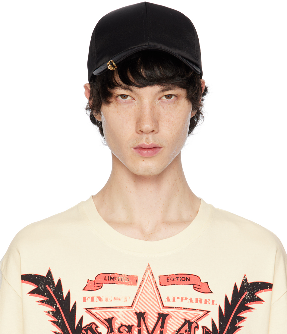 Black Mini Stars Stud Ring Cap by Balmain on Sale