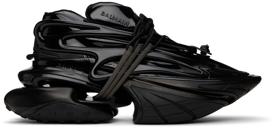 Balmain: Baskets Main Lab Unicorn noires | SSENSE France