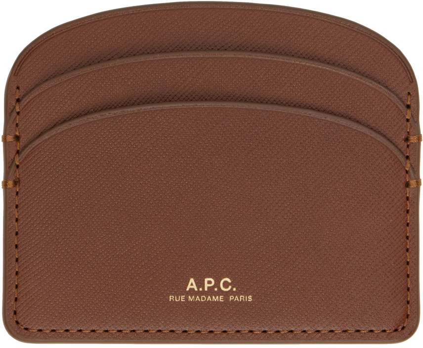 Brown Demi-Lune Card Holder by A.P.C. on Sale