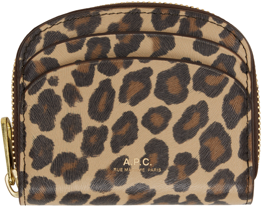 Brown Demi-Lune Mini Compact Coin Pouch by A.P.C. on Sale