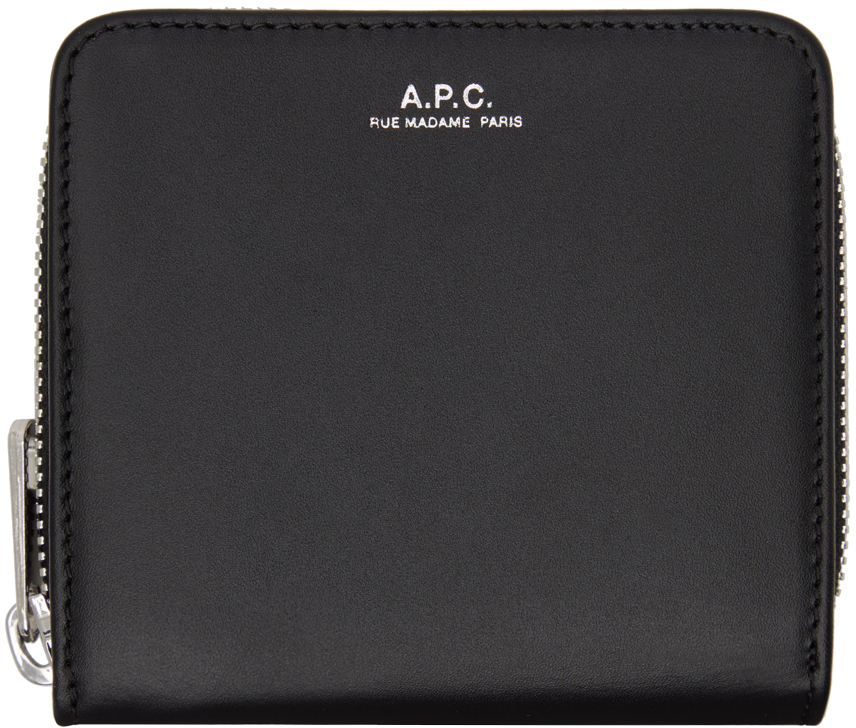 A.P.C.: Black Emmanuel Compact Wallet | SSENSE Canada