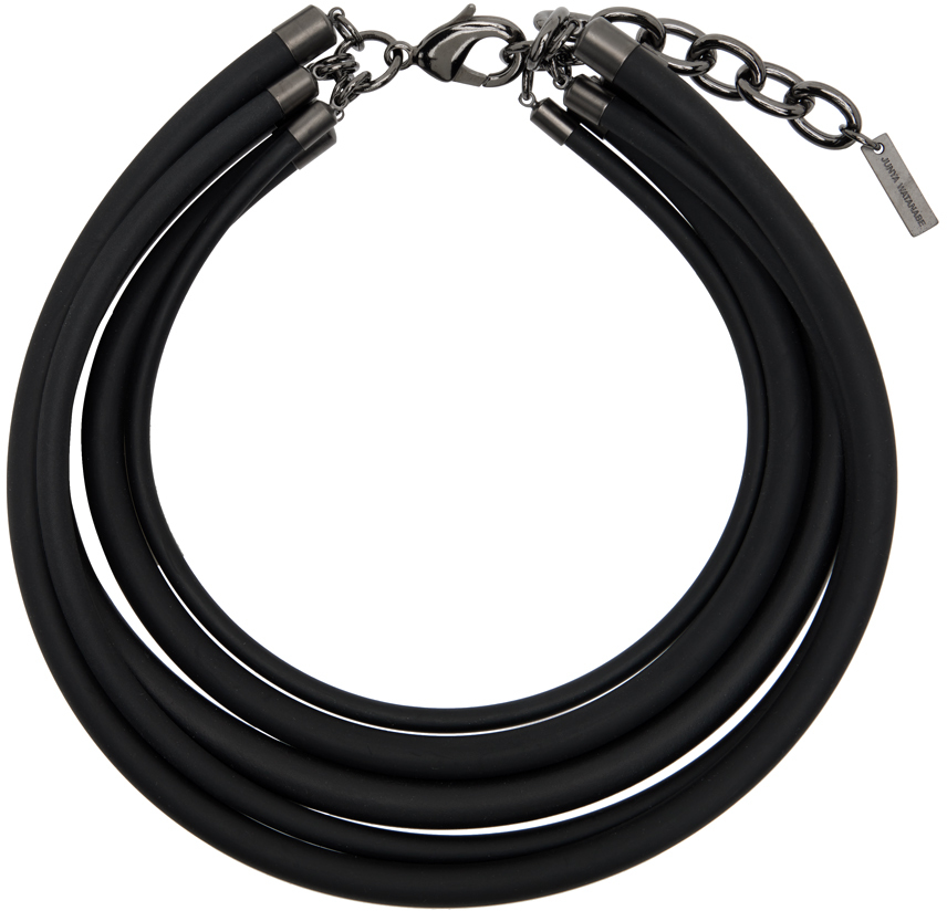 Black Rubber Multi Strand Necklace by Junya Watanabe on Sale