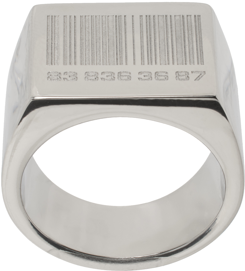 VTMNTS: Silver Barcode Ring | SSENSE UK