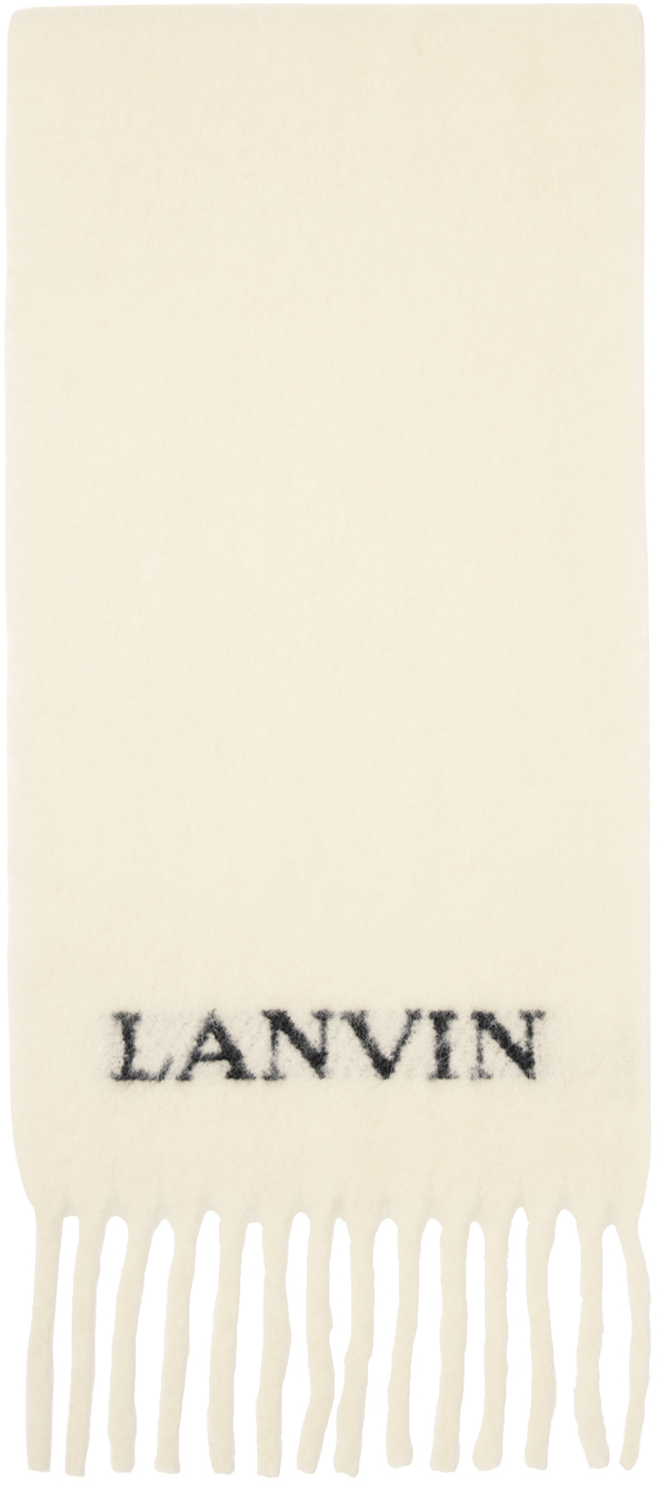 Lanvin: White Fringed Scarf | SSENSE