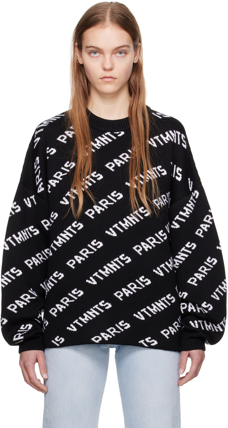 Black Monogram Sweater by VTMNTS on Sale