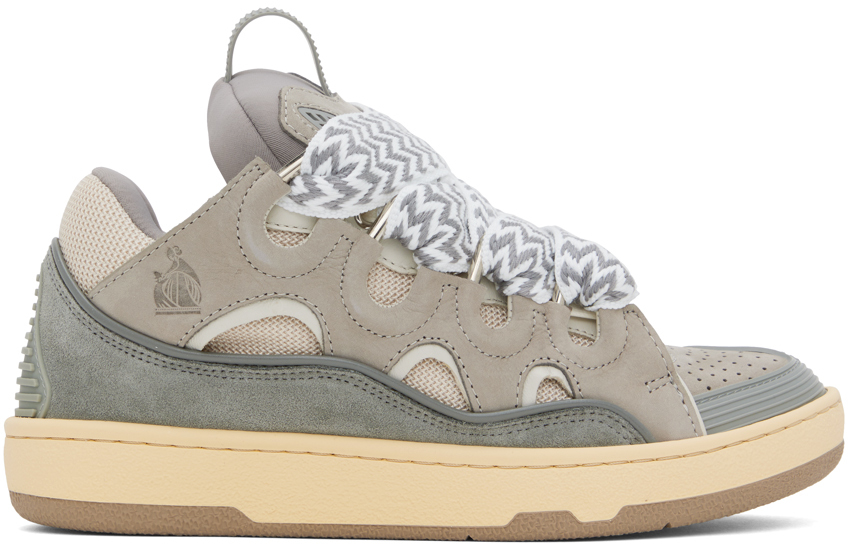 Lanvin: Gray Leather Curb Sneakers | SSENSE