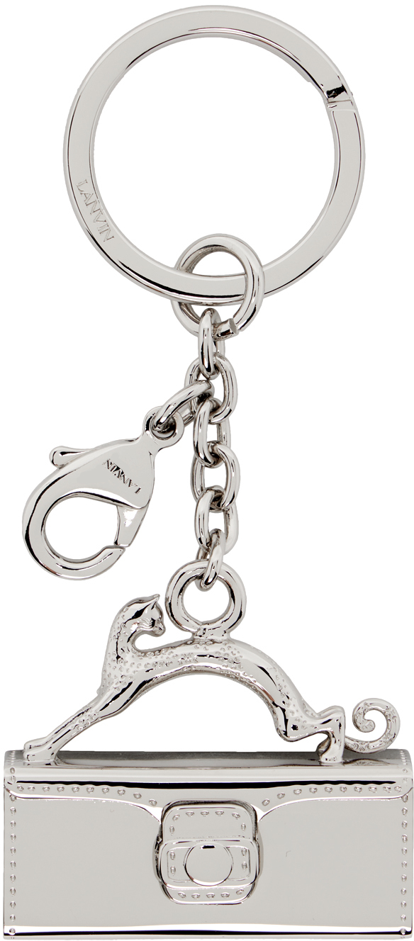 Silver Pencil Cat Brass Keychain by Lanvin on Sale