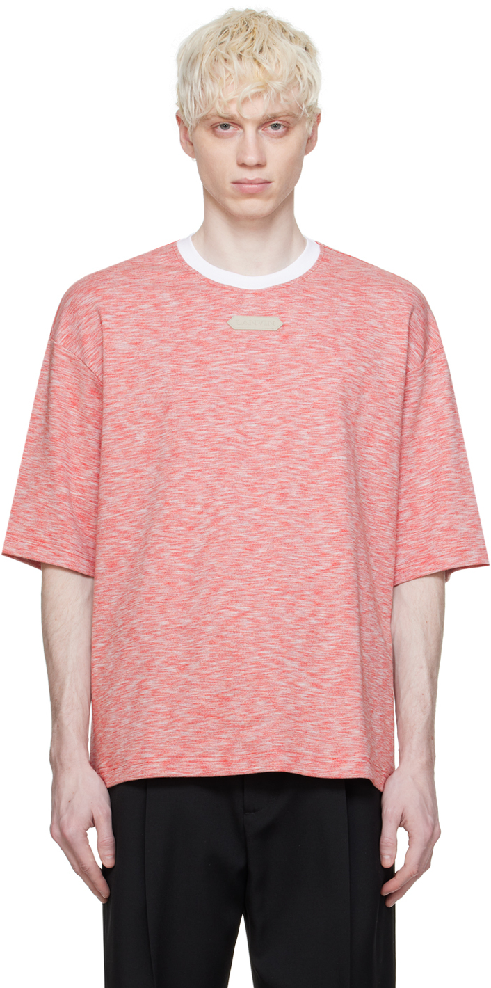Lanvin: Red Heathered-Effect T-Shirt | SSENSE