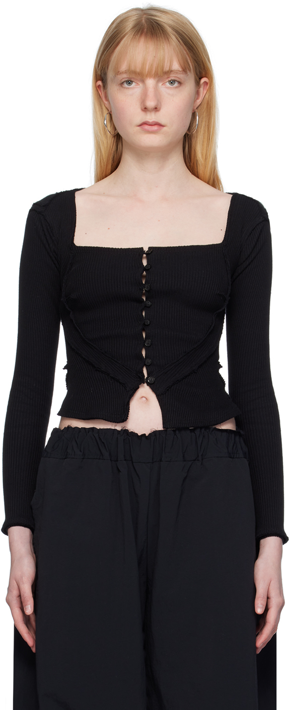 Black Corset Blouse by Talia Byre on Sale