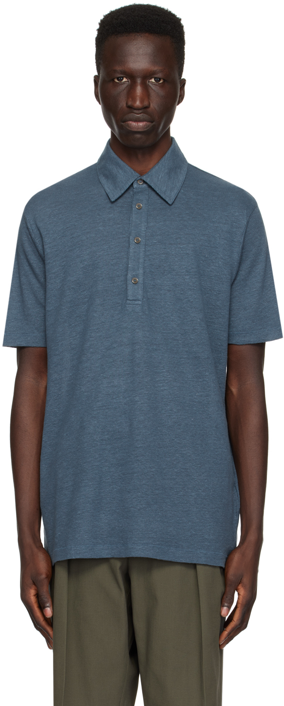 Polo bleu à col classique Paul Smith en solde