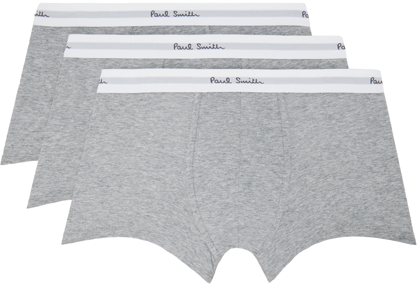 Three-Pack Gray Boxer Briefs by Paul Smith on Sale