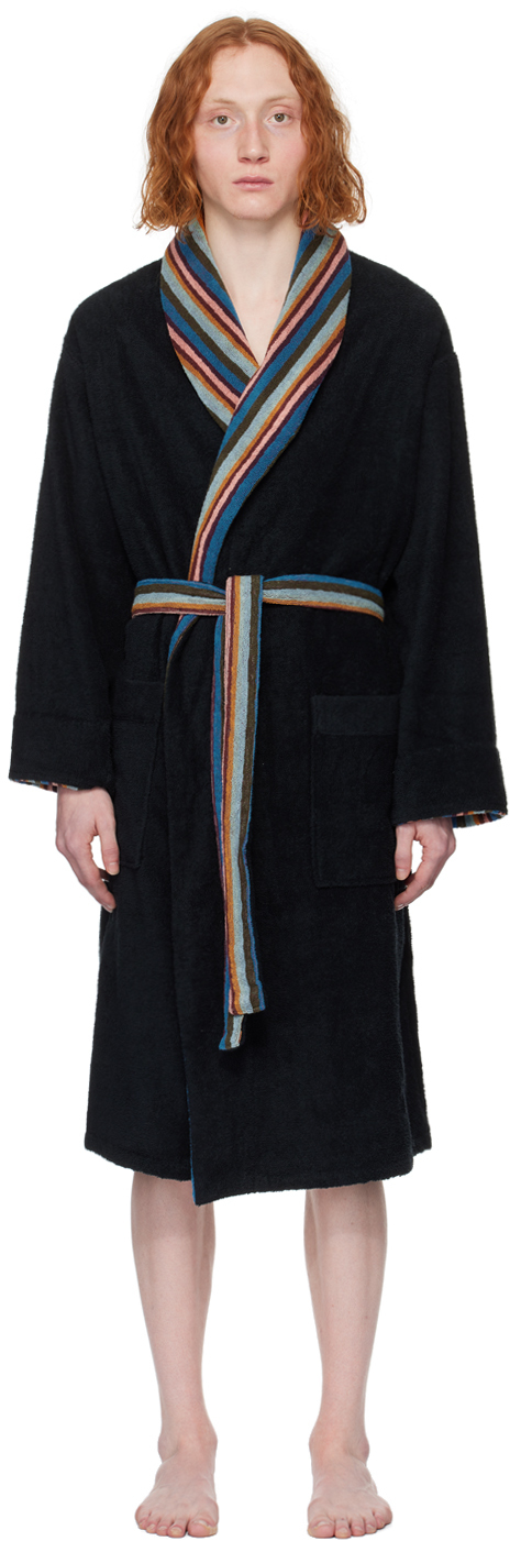 Paul Smith: Black Artist Stripe Robe | SSENSE UK