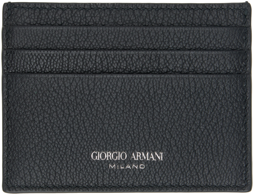 Giorgio Armani: Black Stamp Card Holder | SSENSE UK