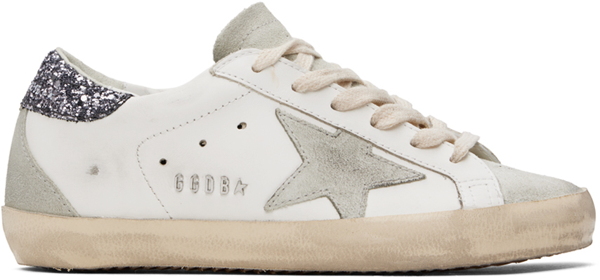 Golden Goose: Baskets Super-Star blanc et gris | SSENSE France