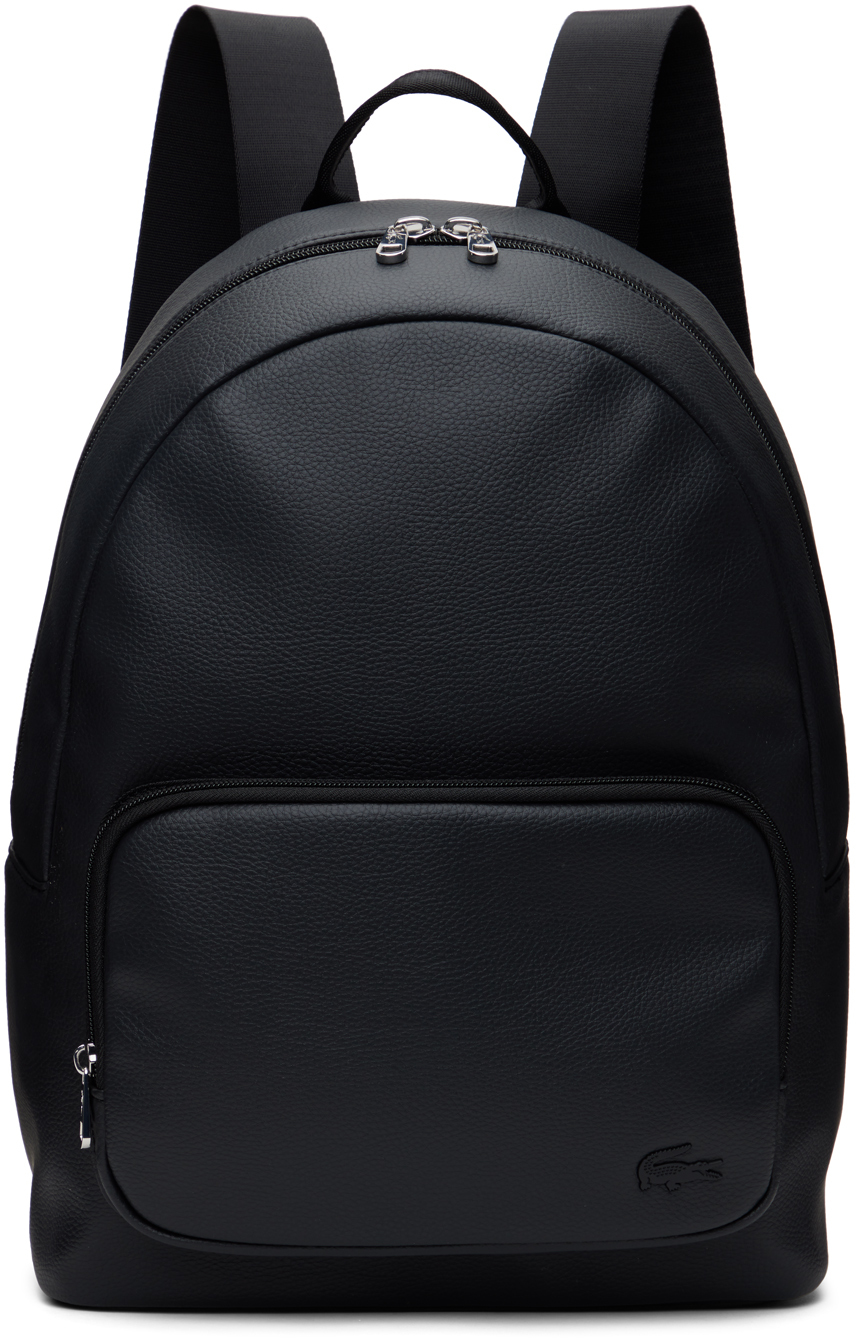 Black Faux-Leather Backpack by Lacoste on Sale