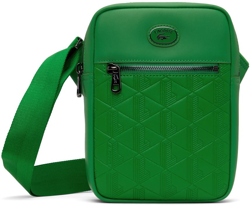 Green Leather Monogram Vertical Bag by Lacoste on Sale