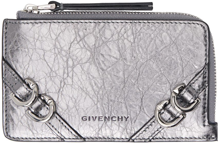 Givenchy: Silver Voyou Zipped Wallet | SSENSE
