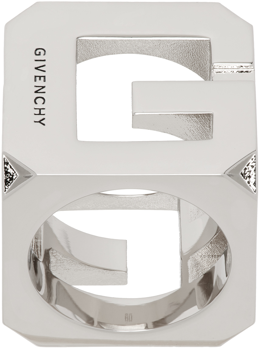 Givenchy: Silver G Cube Ring | SSENSE Canada