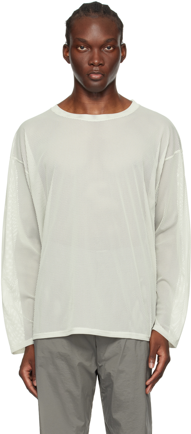Off-White Semi-Sheer Long Sleeve T-Shirt by South2 West8 on Sale