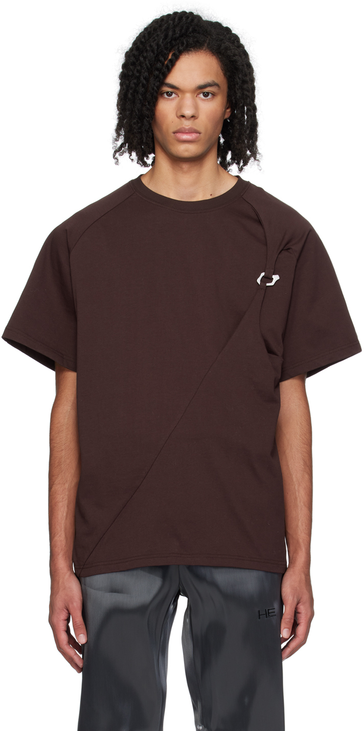 Burgundy Morphed Carabiner T-Shirt by HELIOT EMIL on Sale