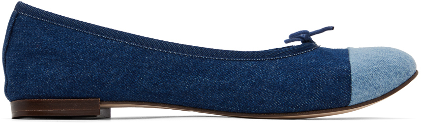 Blue Flora Denim Ballerina Flats by Repetto on Sale