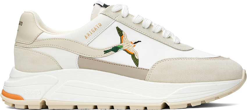 White & Beige Rush Bee Bird Sneakers by Axel Arigato on Sale