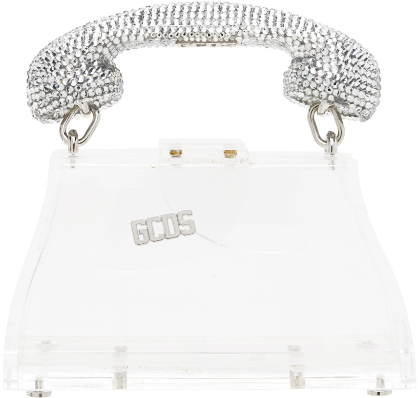 Transparent Call Me Comma Bling Baby Bag by GCDS on Sale
