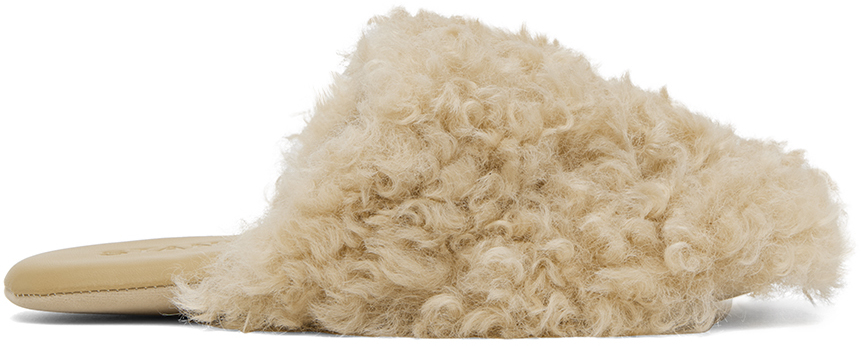 Beige Polly Slippers & Pouch Set by Stand Studio on Sale