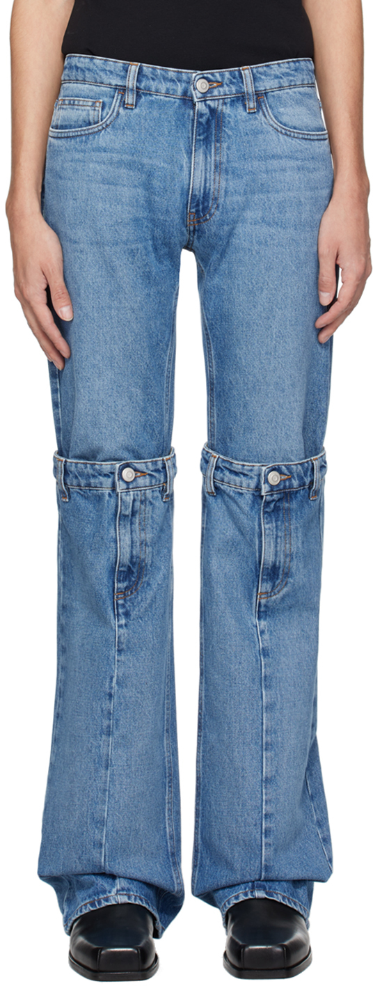 Blue Open Knee Jeans by Coperni on Sale