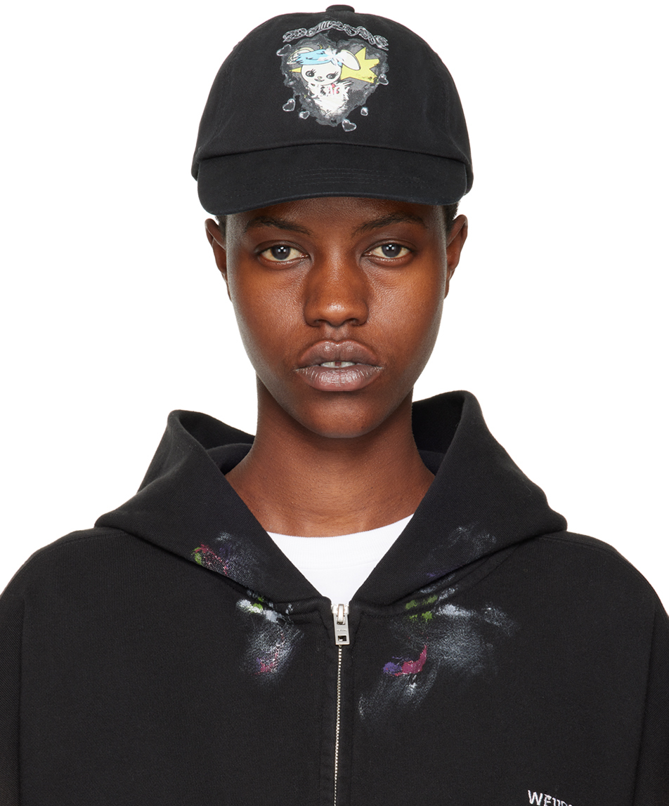 We11done: Black Character Print Cap | SSENSE