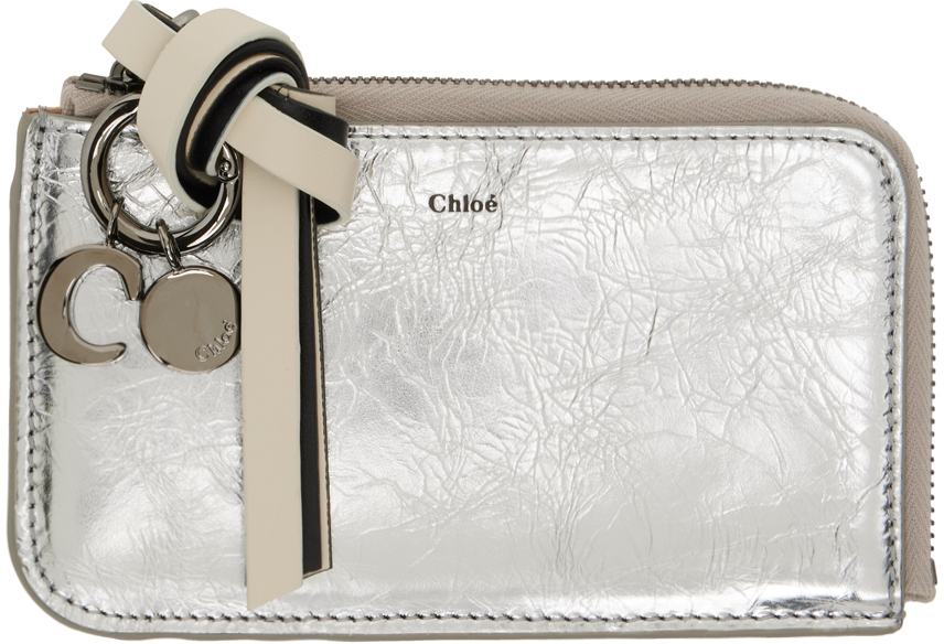Chloé: Porte-carte argenté - Alphabet | SSENSE France