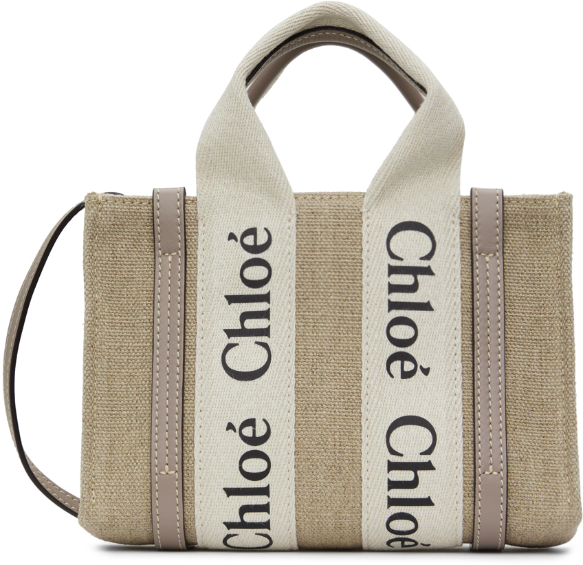 Chloé: Beige Mini Woody Bag | SSENSE