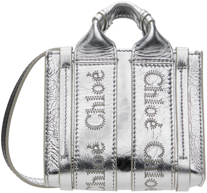 Chloé: Silver Woody Nano Bag | SSENSE Canada