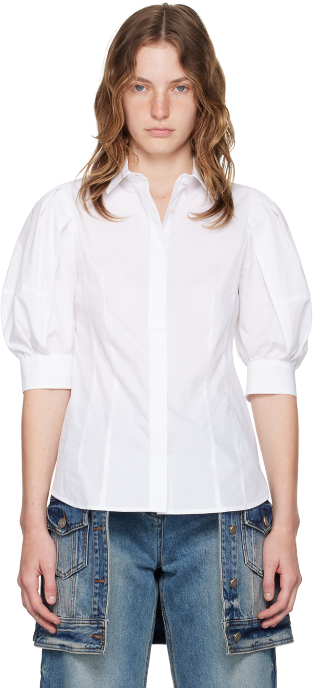White Puff Sleeve Shirt by Juun.J on Sale