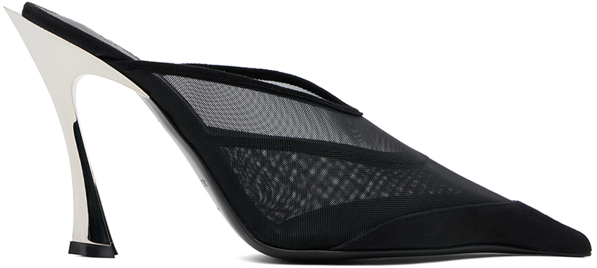 SSENSE Exclusive Black Mesh Fang 95 Heels by Mugler on Sale