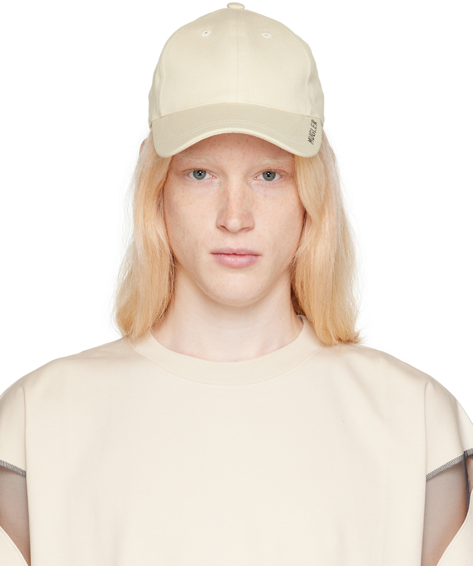 Beige Logo Cap by Mugler on Sale