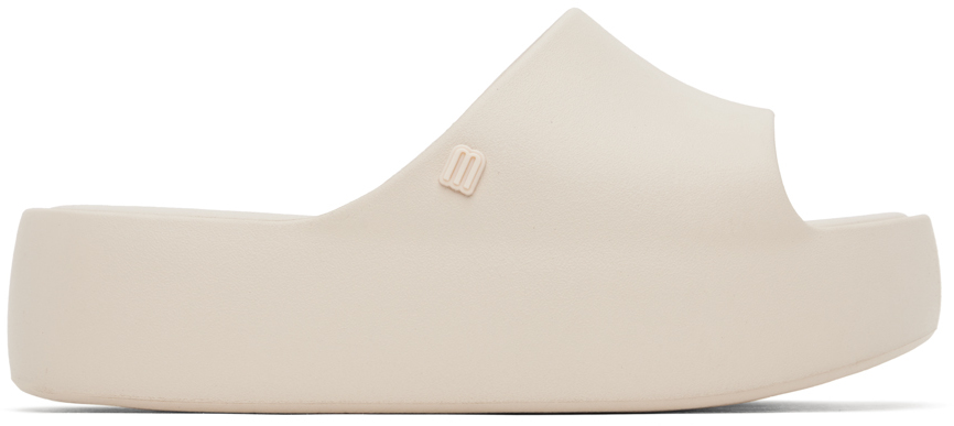 Beige Free Platform Slides by Melissa on Sale