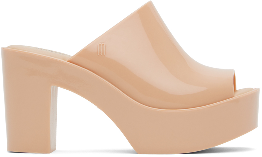 Beige Mule Heeled Sandals by Melissa on Sale