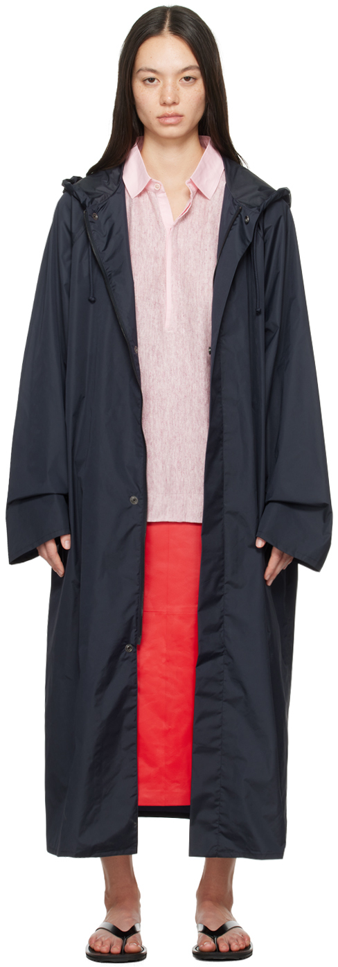 The Row: Navy Brogan Coat | SSENSE
