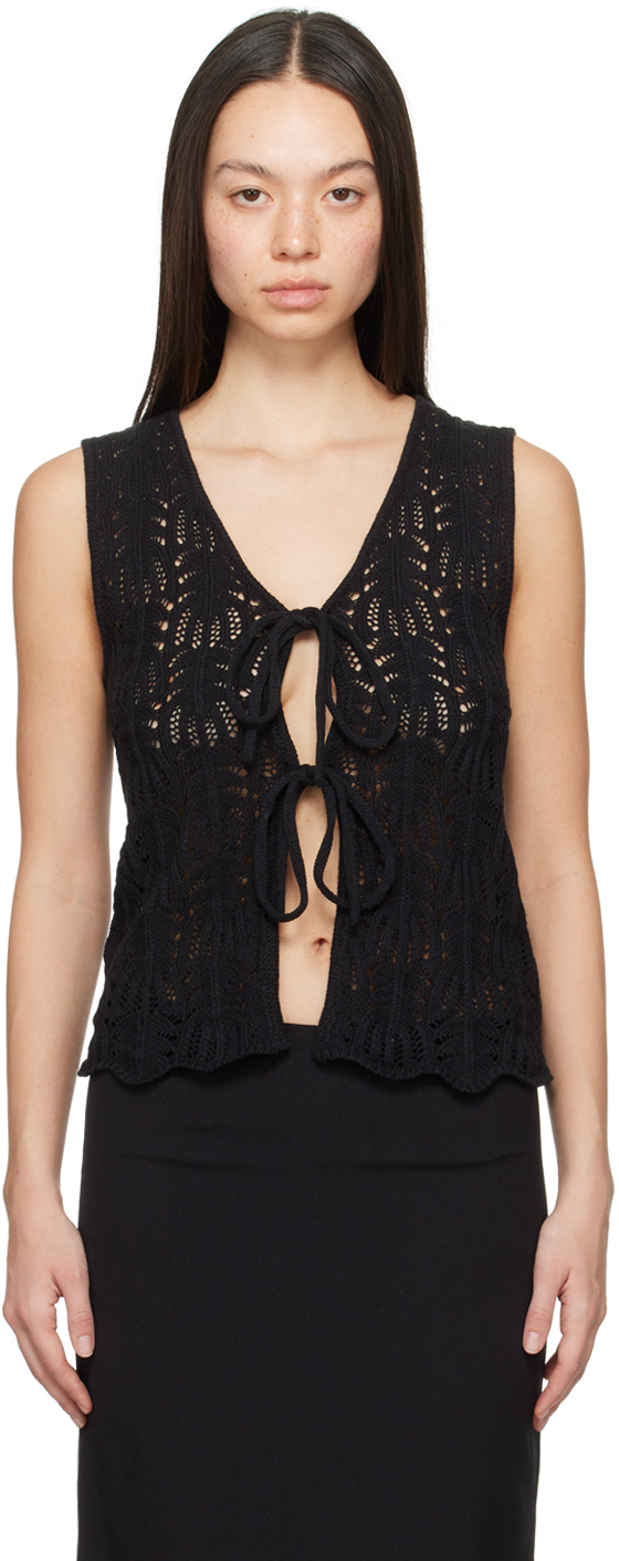 Black V-Neck Vest by The Garment on Sale